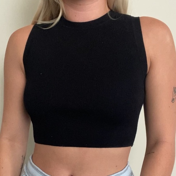 Tops | Zara Cropped Black Tank | Poshmark